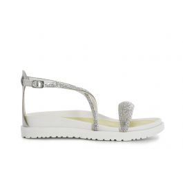closed back sandals with rhinestone laces silver - CafèNoir