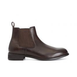 Leather ankle boot with stretch panels